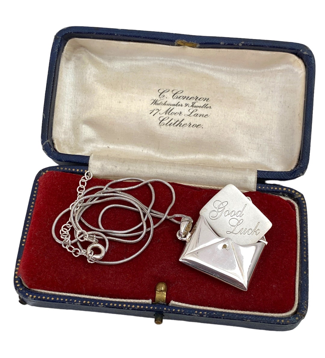 925 Sterling Silver Good Luck Letter Envelope Pendant 18 - Etsy