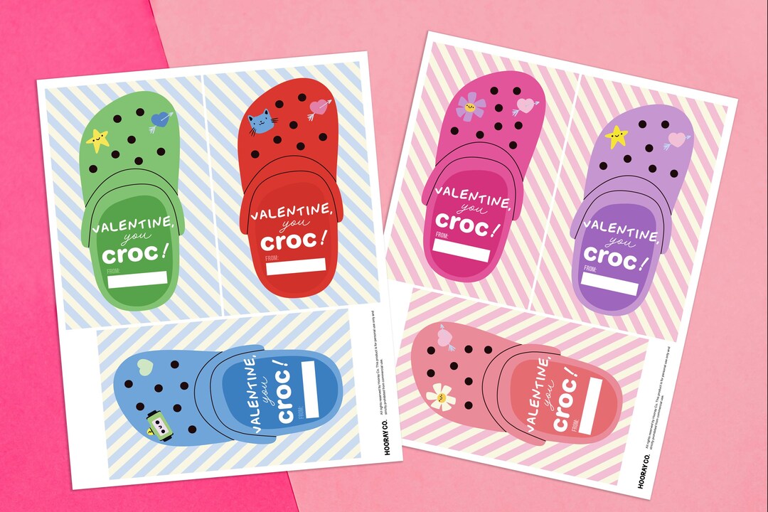 Crocs Valentine, Printable Valentine Cards, Croc Charm Valentines ...
