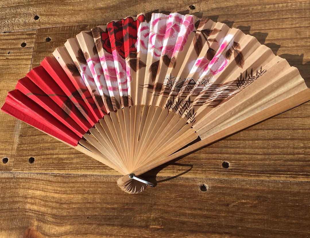 Vintage Japanese Paper Fan - Etsy