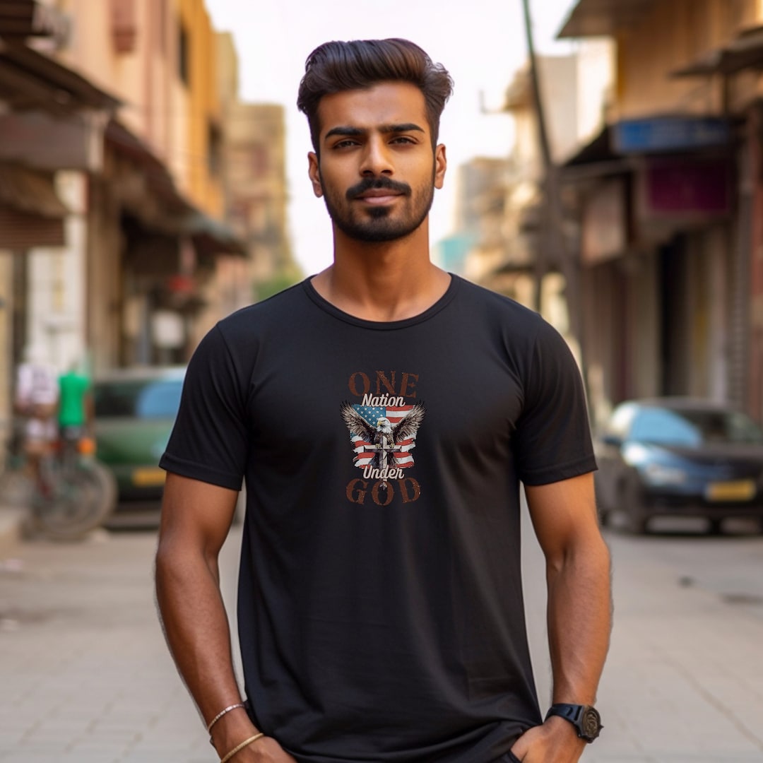 One Nation Under God T-shirt - Patriotic Eagle and Cross Tee - American ...