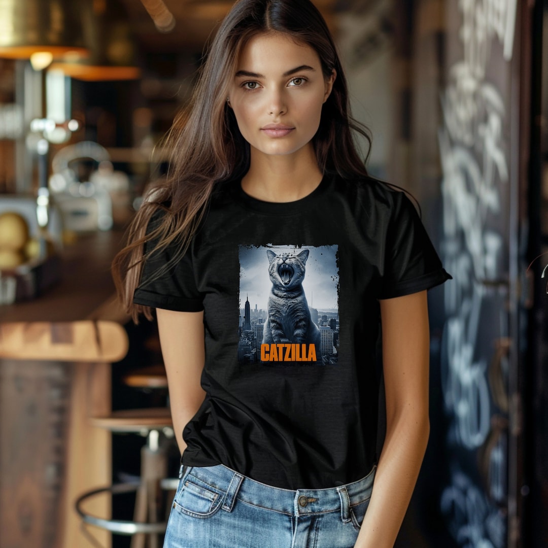 Catzilla T-shirt: Funny Cat Monster Graphic Tee - Etsy
