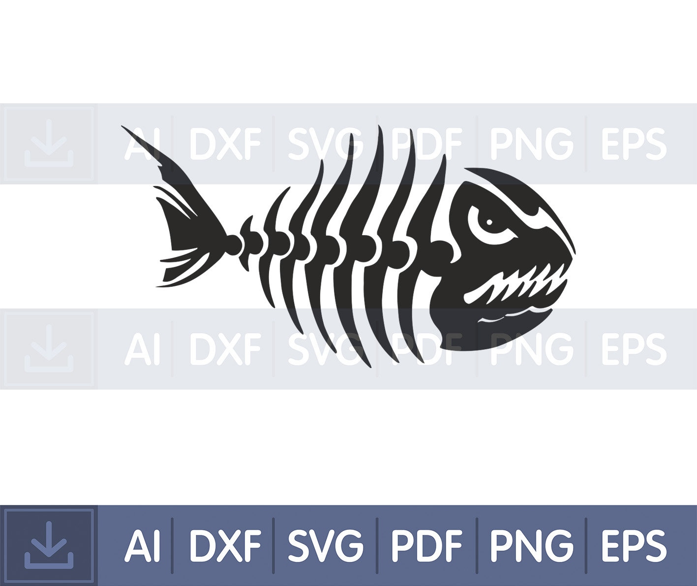 Drawing & Illustration SVG Fish dxf png eps Skeletal instant download ...