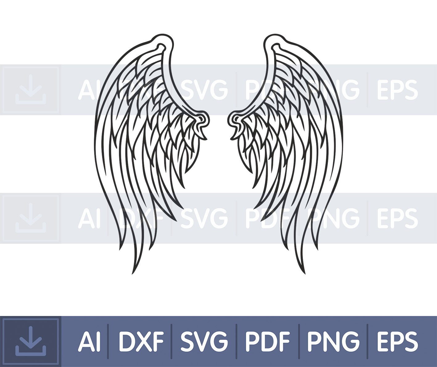 Fileb digital Productos de corte Silueta alas Angel alas dxf Wings ...