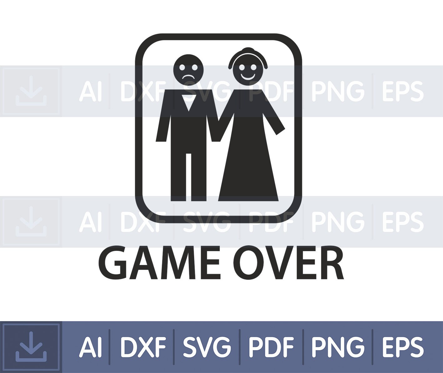 Only Download Game Over Svg Just Married Single Layer Cut Digital File ...