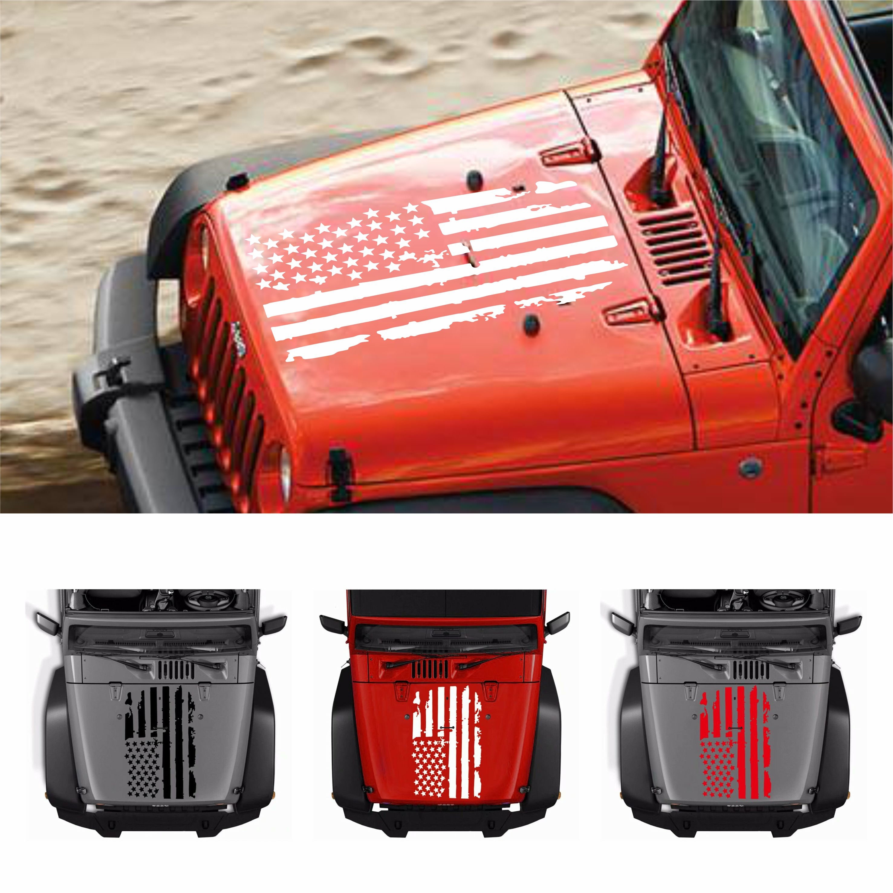 Car Stickers American Flag Car Decal Bumper Sticker Hood Decals US Flag ...