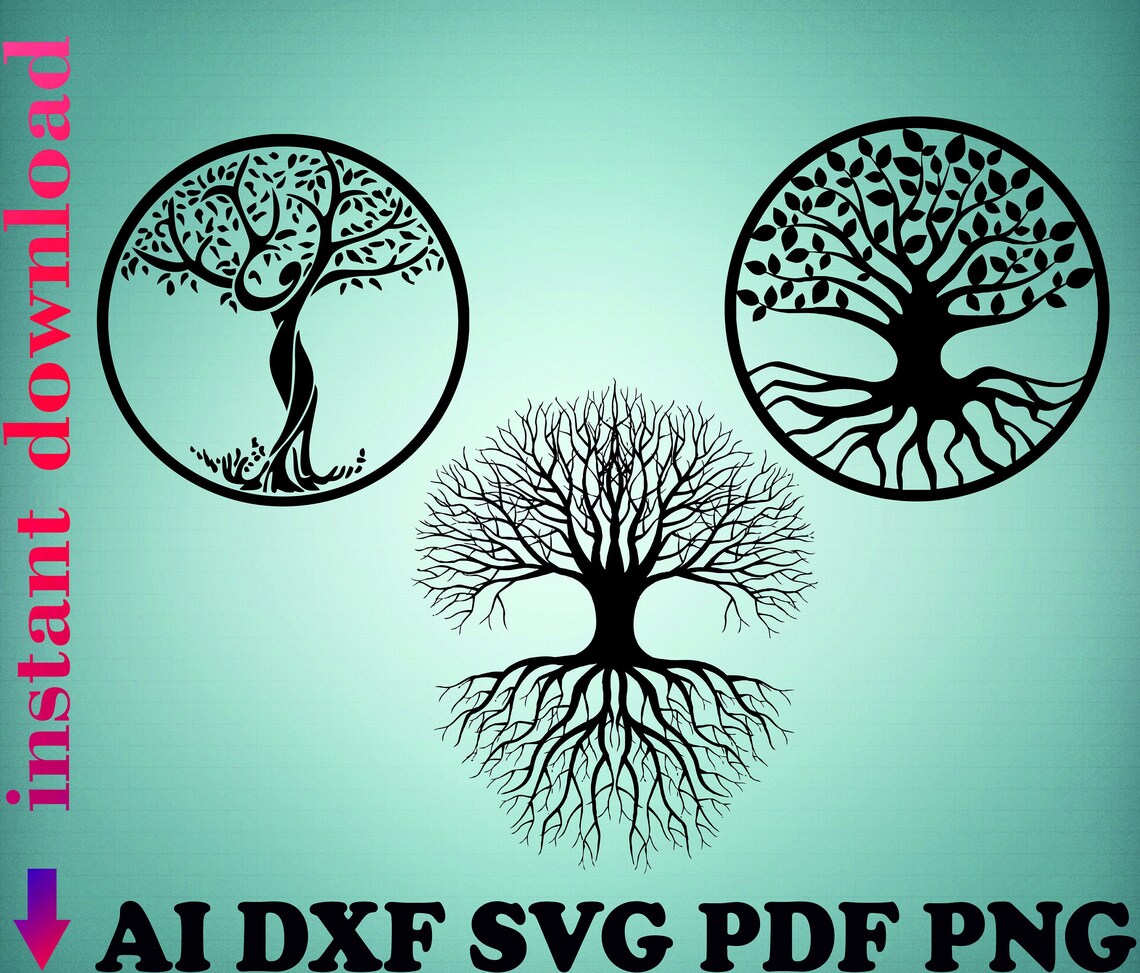 Vector Art Digital Formats Tree Illustration Tree of Life Dxf Family ...