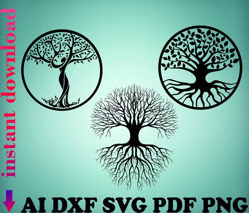 Vector Art Digital Formats Tree Illustration Tree of Life Dxf Family ...