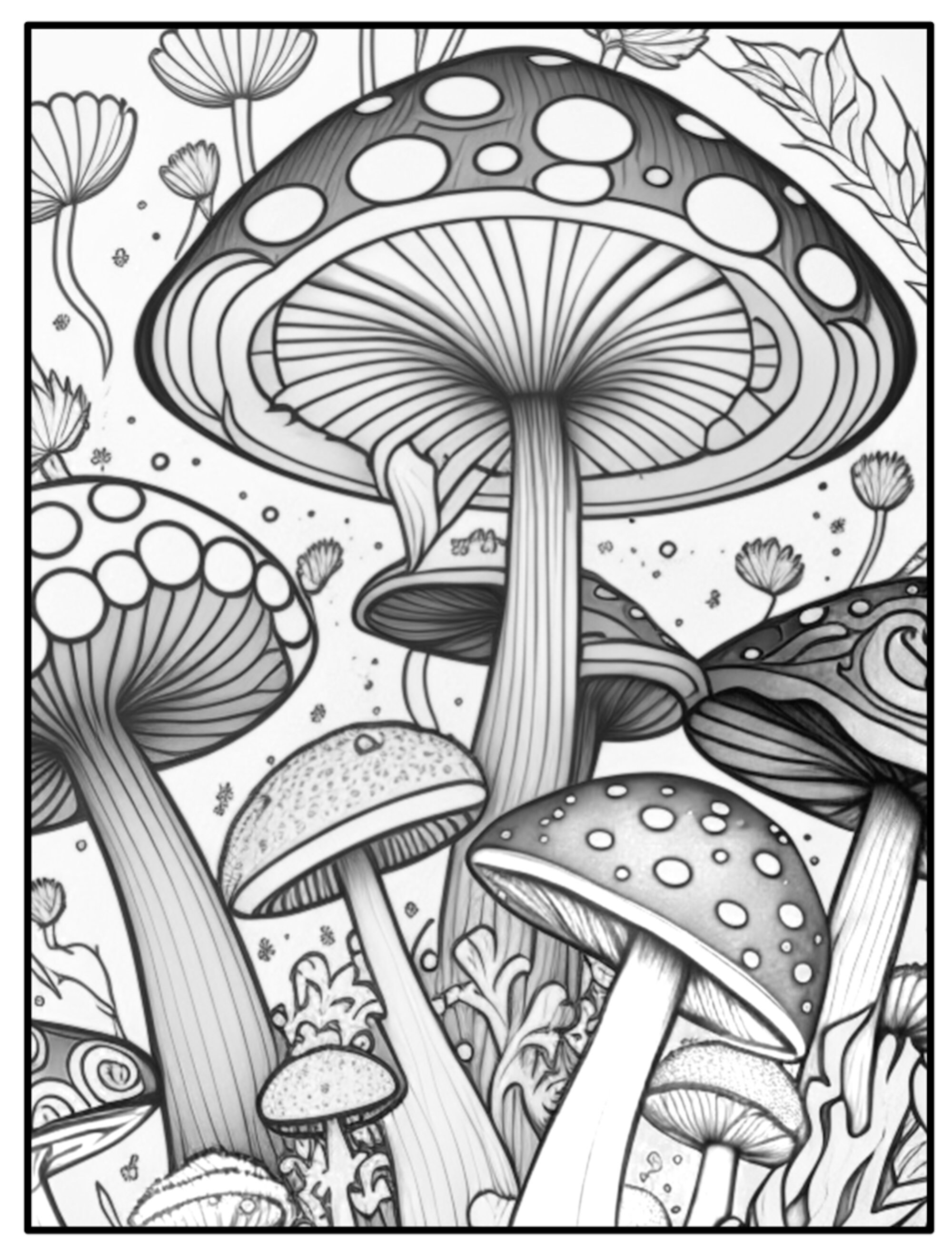 Mushroom Coloring Book: Mushroom Coloring Book for Stress Relief - Etsy