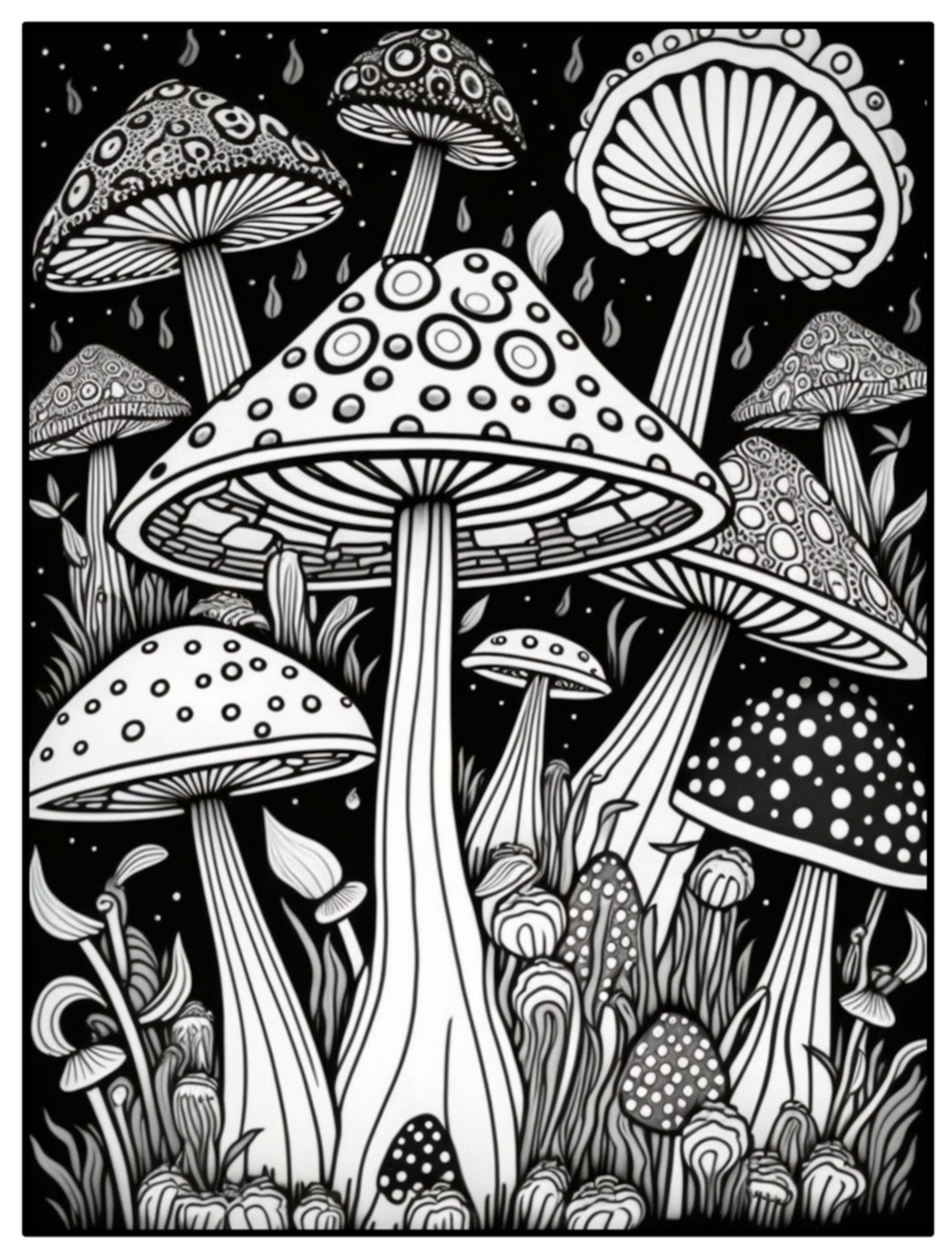 Mushroom Coloring Book: Mushroom Coloring Book for Stress Relief - Etsy