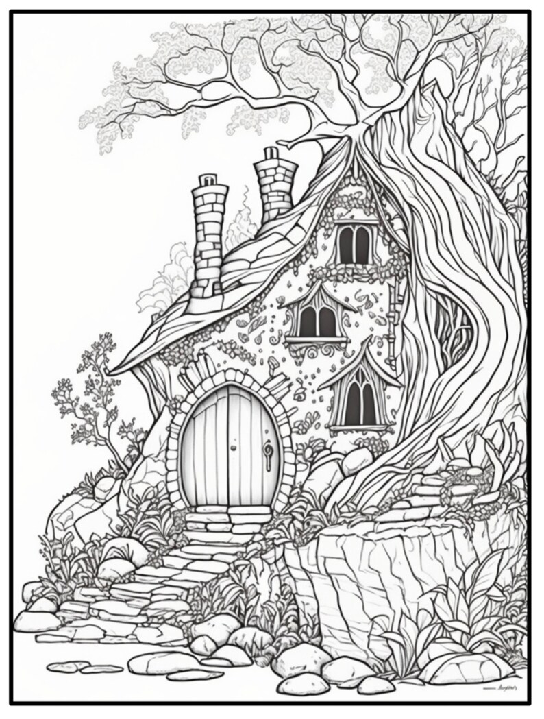 Fantasy Fairy Houses Coloring Book for Adults: Whimsical Fairy Houses ...