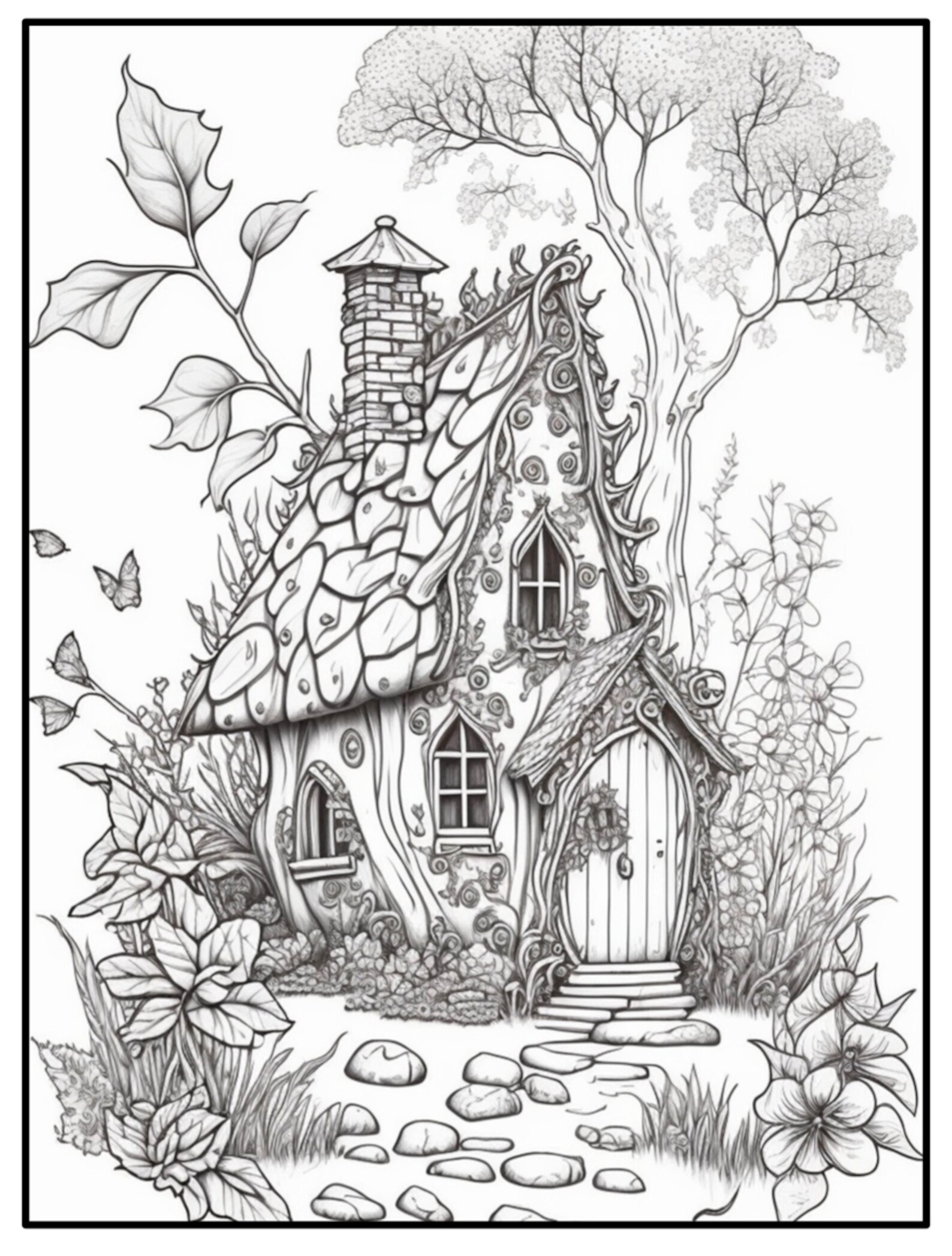Fantasy Fairy Houses Coloring Book for Adults: Whimsical Fairy Houses ...