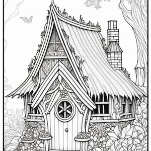 Fantasy Fairy Houses Coloring Book for Adults: Whimsical Fairy Houses ...