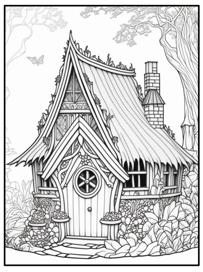 Fantasy Fairy Houses Coloring Book for Adults: Whimsical Fairy Houses ...