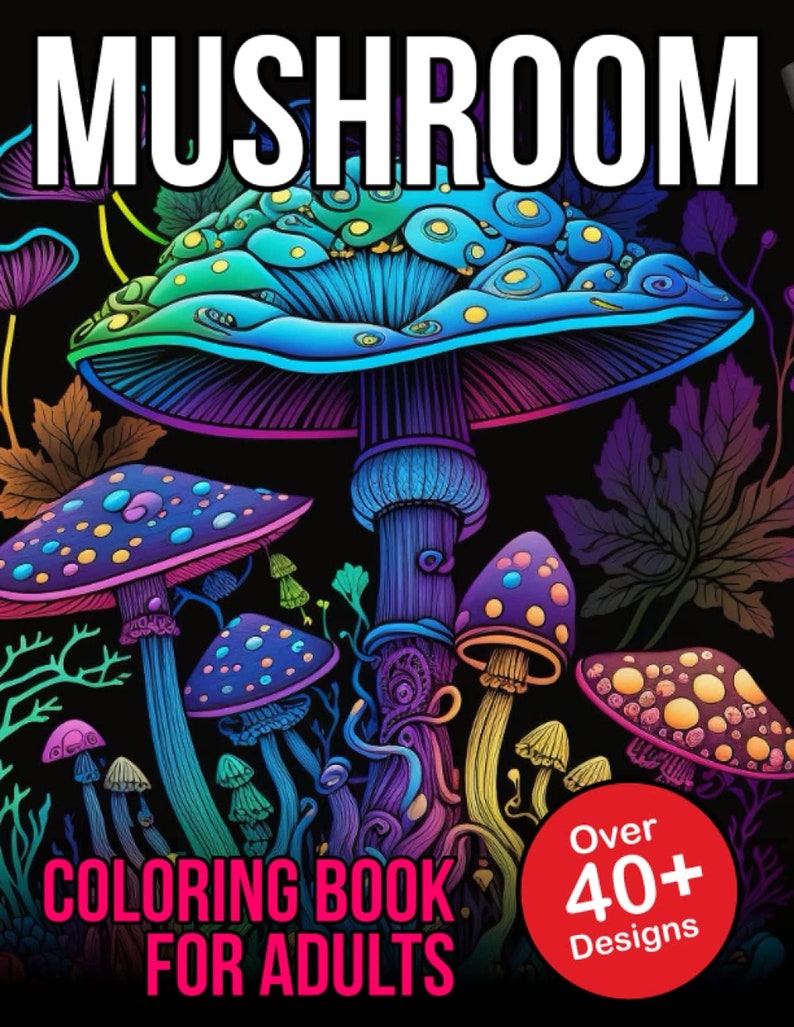 Mushroom Coloring Book: Mushroom Coloring Book for Stress Relief - Etsy