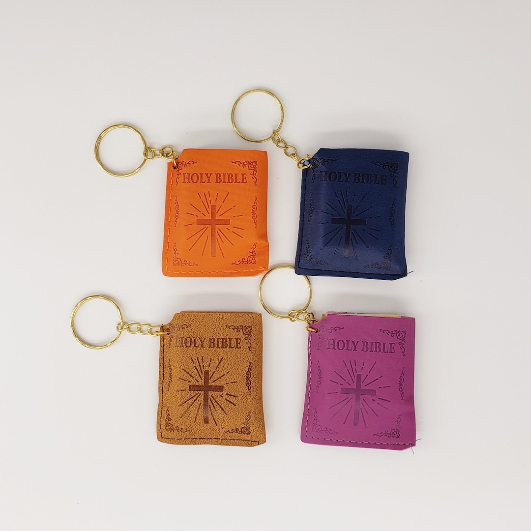12pc Colorful Mini Leather Bible Keychains Religious Event Party Favor ...