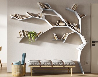 Tree Bookshelf Handmade Wooden Unique Book Case - Etsy