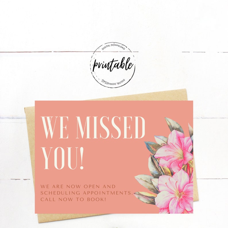 Printable We Missed You Postcard Hair Salon Postcard Nail | Etsy
