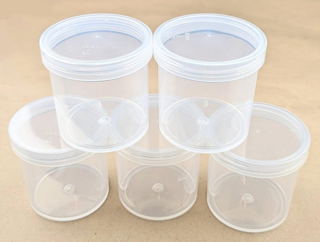 BULK 6 Ounces Clear Plastic Containers With Clear, White or Black 70mm ...