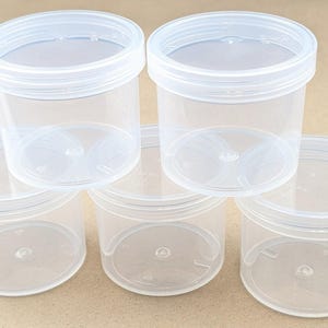 BULK 4 Ounces Clear Plastic Containers With Clear, White or Black 70mm ...