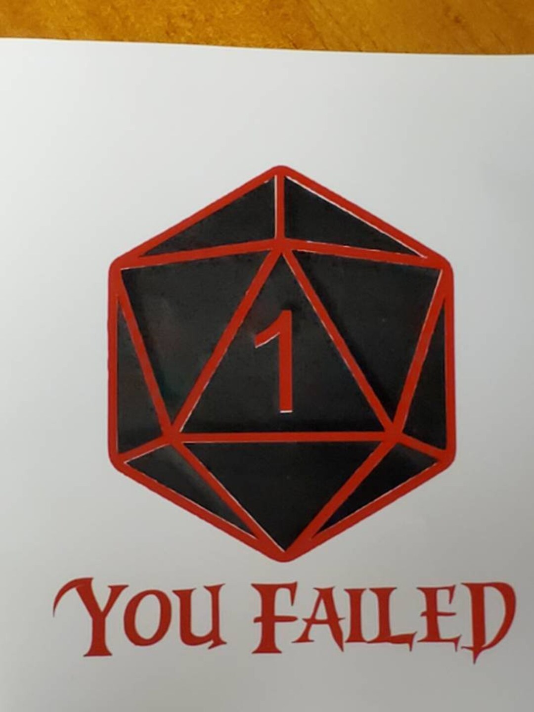 D20 Die Dcal, You Failed Dnd Decal, Dnd Die Decal, - Etsy