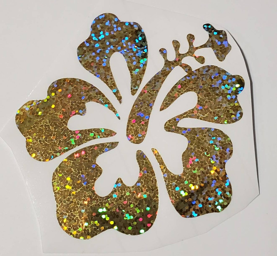 Gold Holographic Hibiscus Flower Decal Gold Hibiscus flower | Etsy