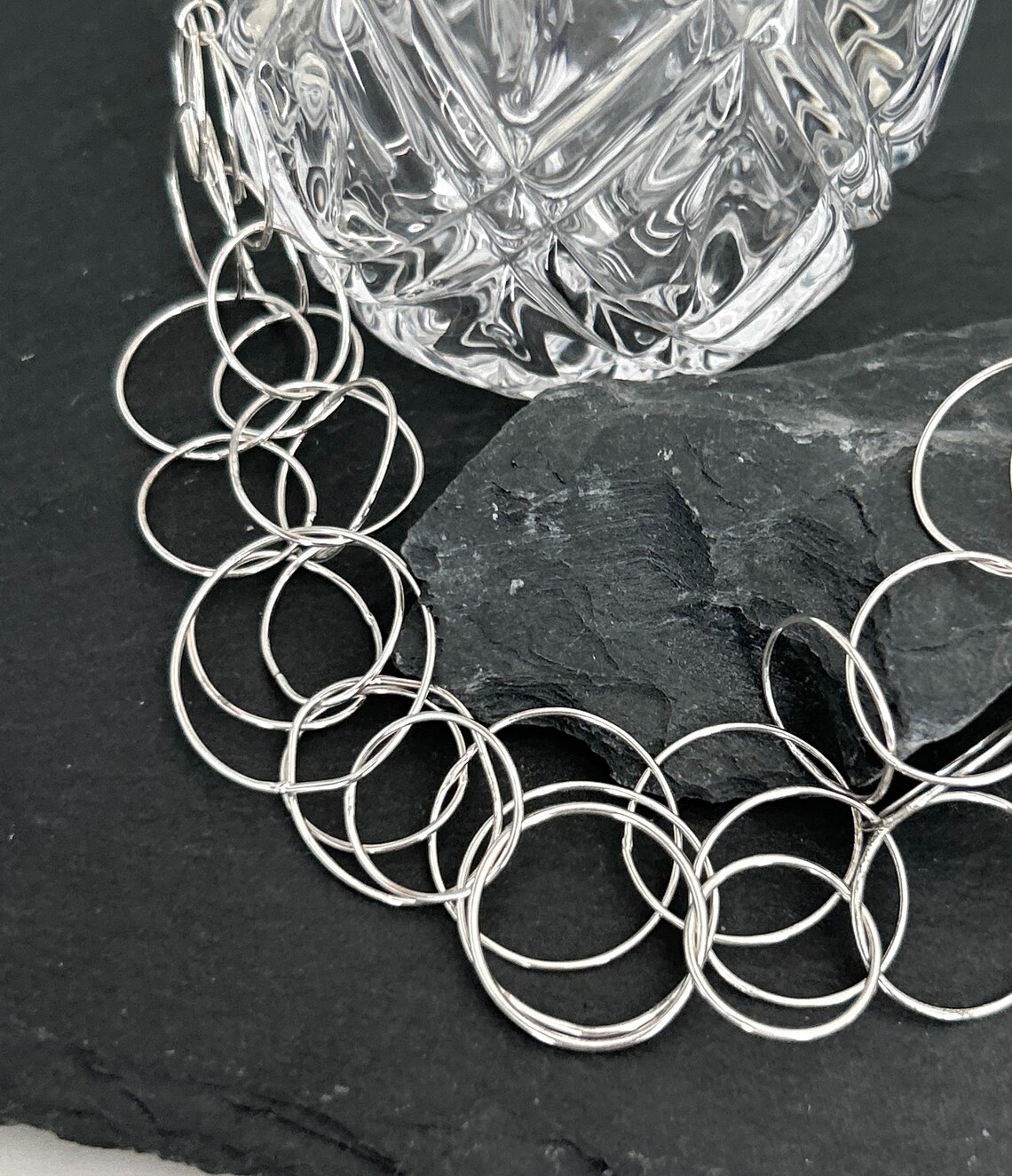 Multi-layered Chain Necklace, Organic Circle Chain, Freeform Charms ...