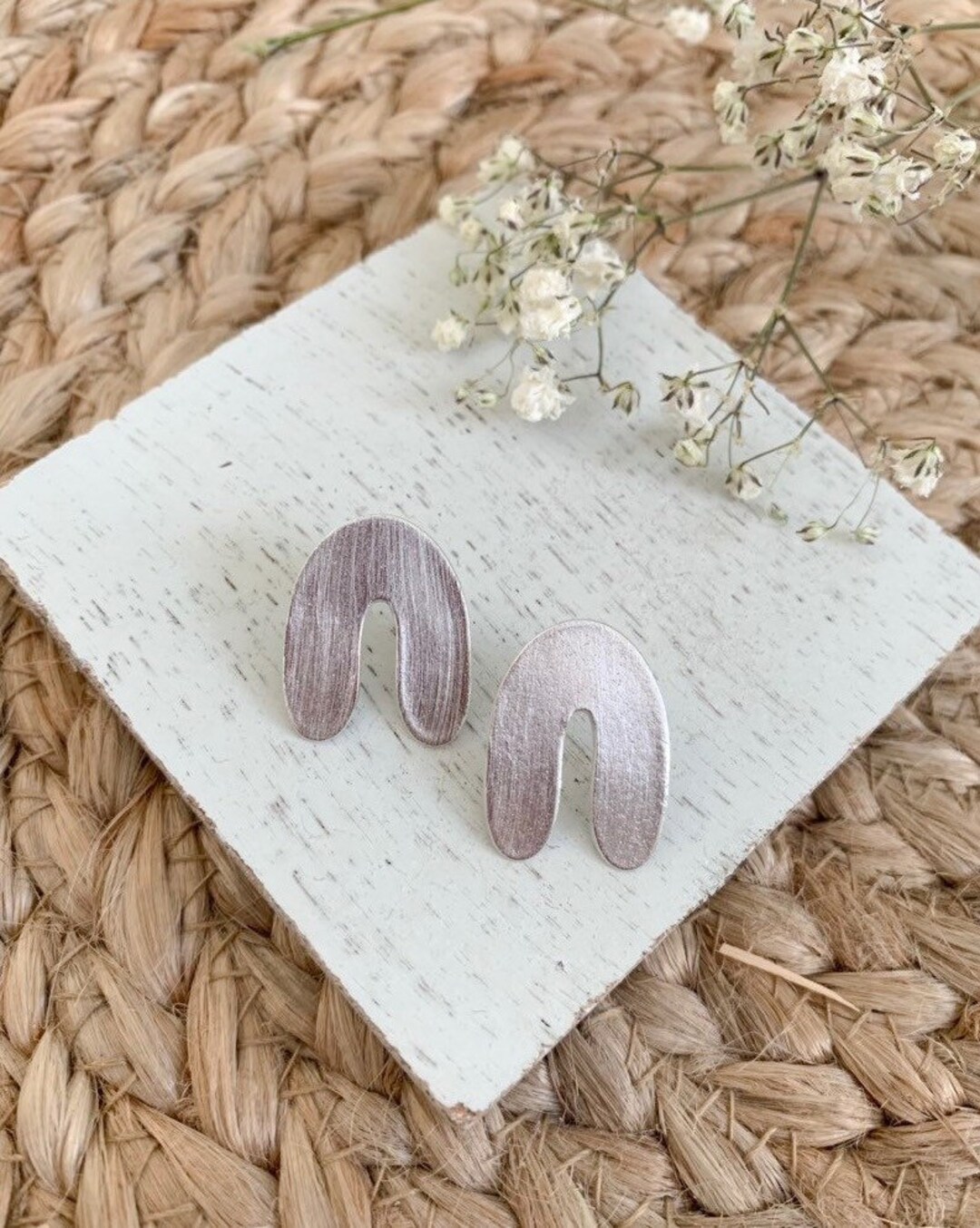 Matte Silver Arch Studs, Round Arch, Metal Clay, Statement Studs ...