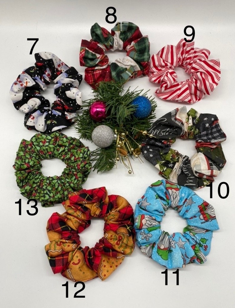 Christmas Scrunchies. Winter Holiday Scrunchies. Messy Bun - Etsy