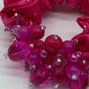 Fuchsia Scrunchie, Satin Scrunchie. Beads for Hair. Hair Beads. Hair ...