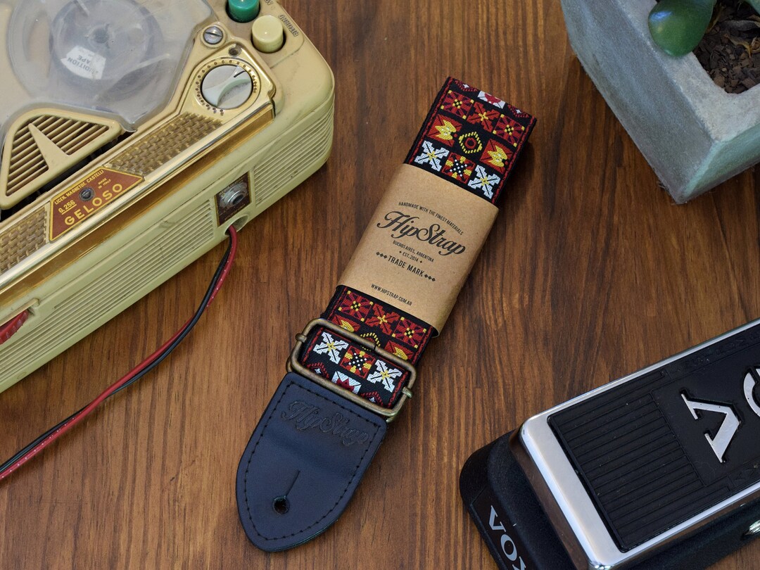 Hipstrap Woodstock Red Jimi Hendrix Vintage Style Guitar Strap, Leather ...