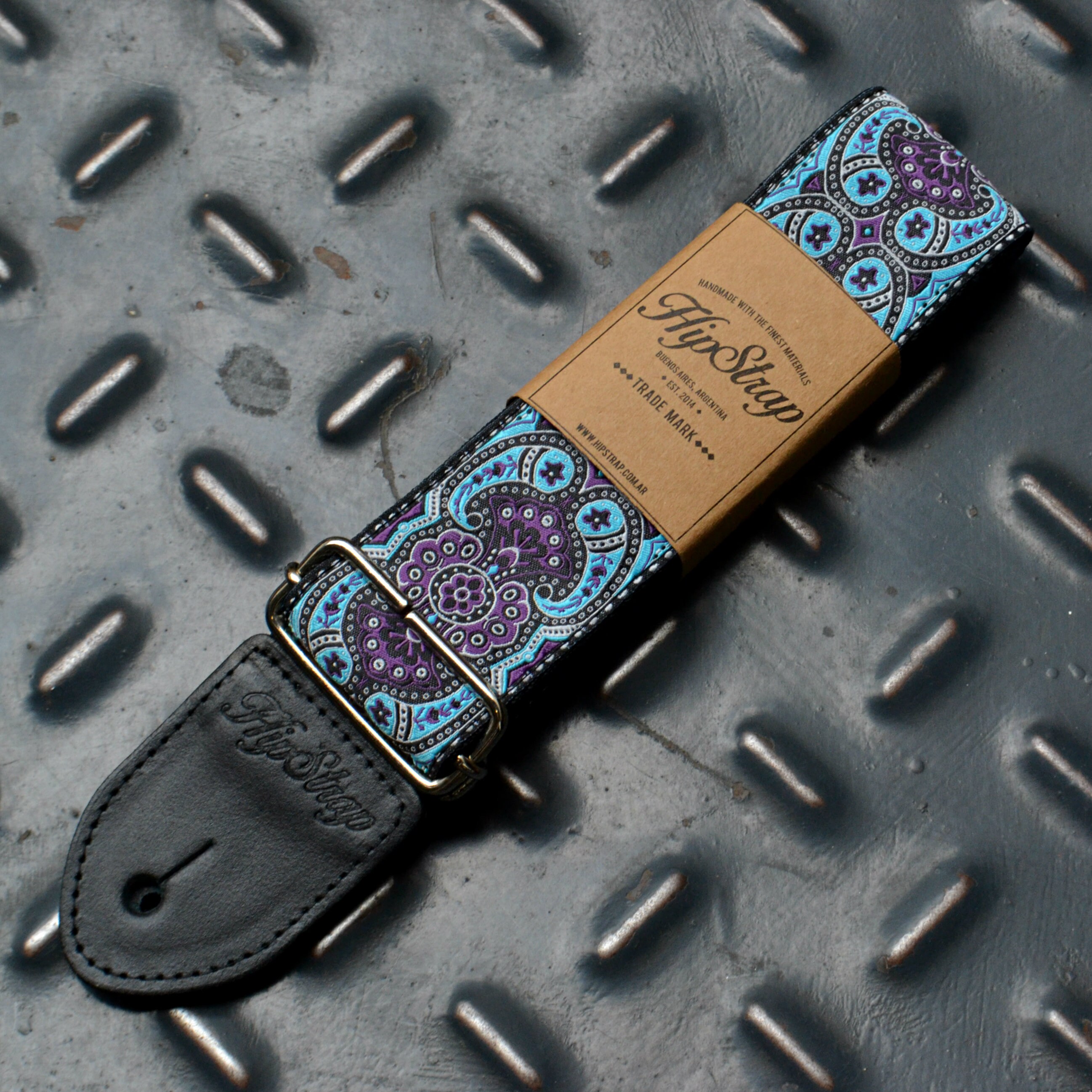Hipstrap Kashmir Turquoise Vintage Style Guitar Strap, Leather Ends ...