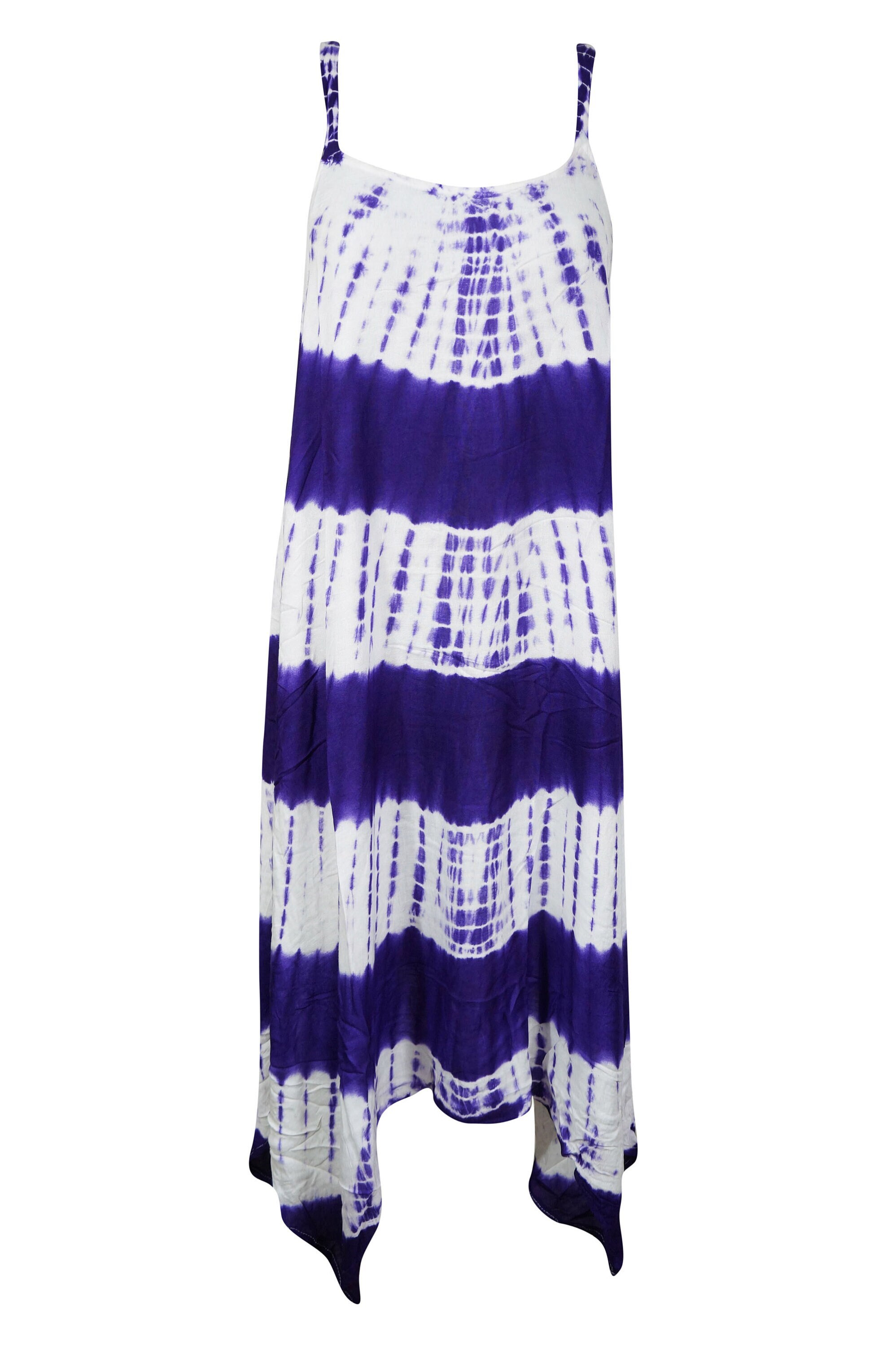 Women Tank Dress Blue White Tie-dye Sleeveless Dresses Beach - Etsy