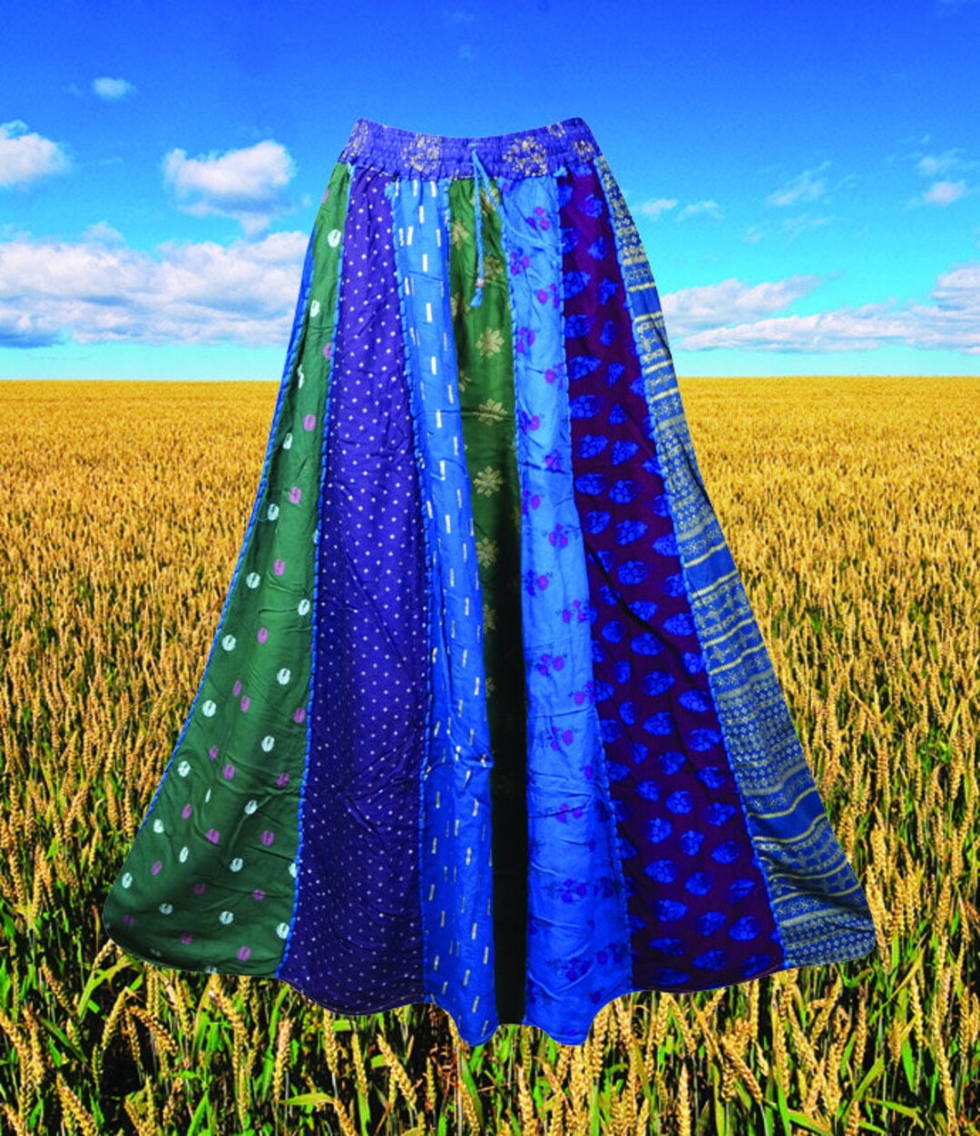Womens Renaissance Maxi Skirt, Blue Dori Skirts, Fall, Summer, Boho ...