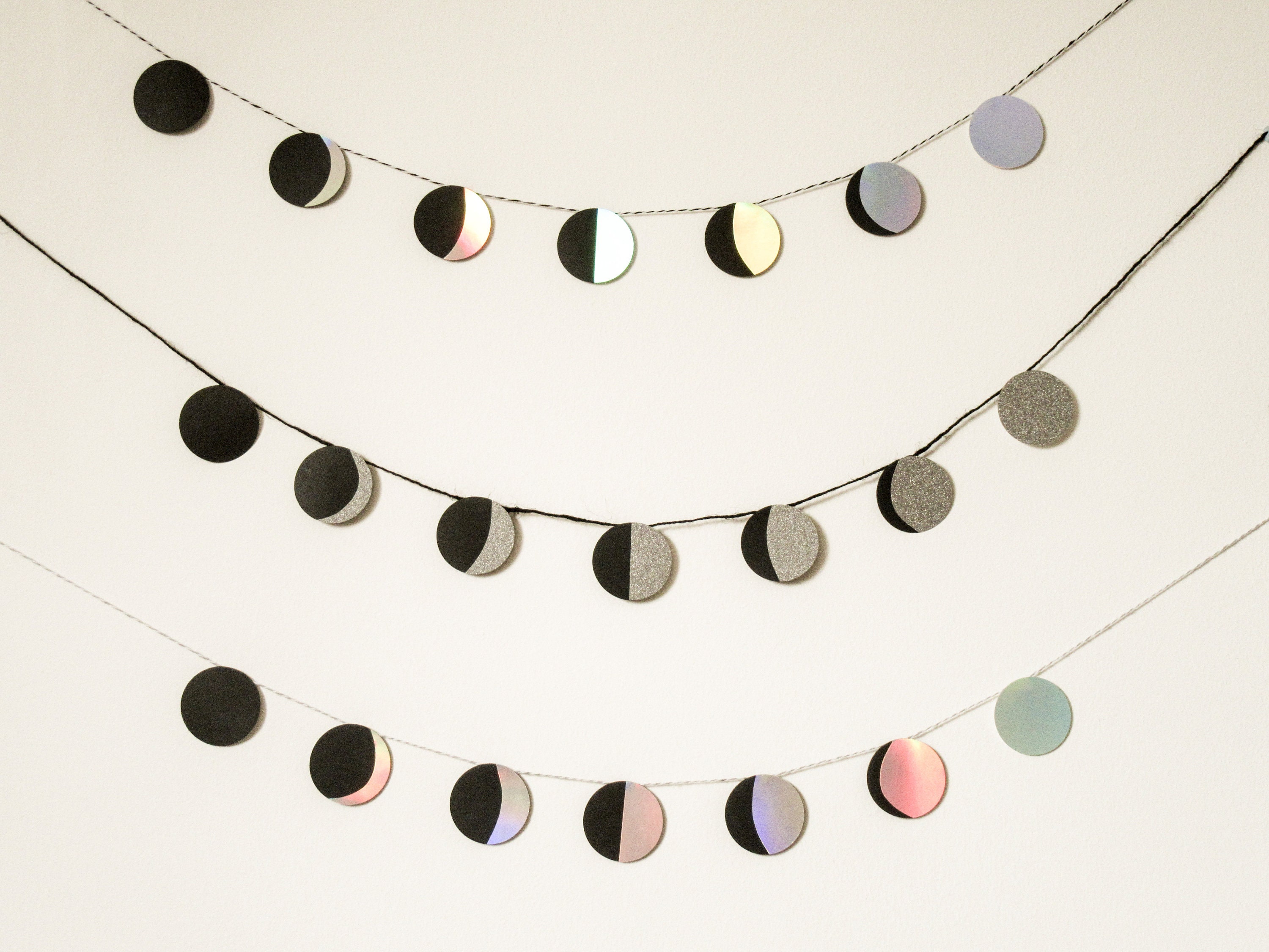 Handmade Moon Phase Paper Garland Silver Holographic and - Etsy