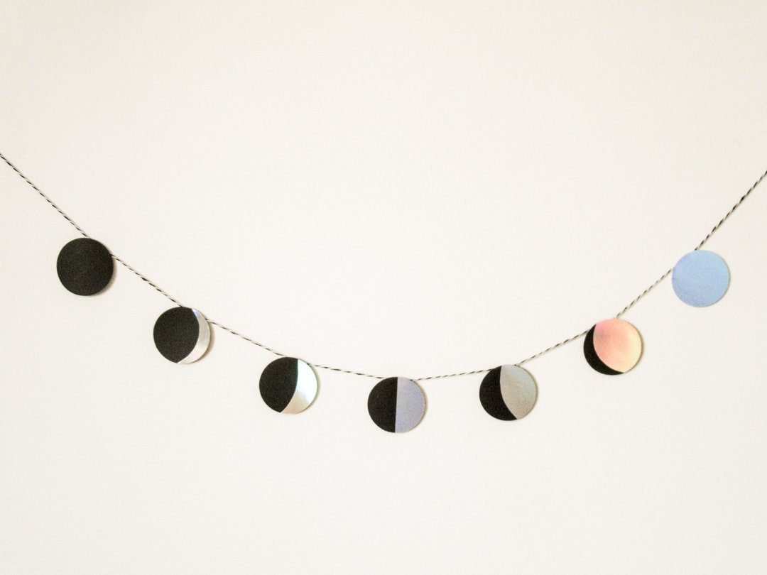 Handmade Moon Phase Paper Garland Silver Holographic and - Etsy