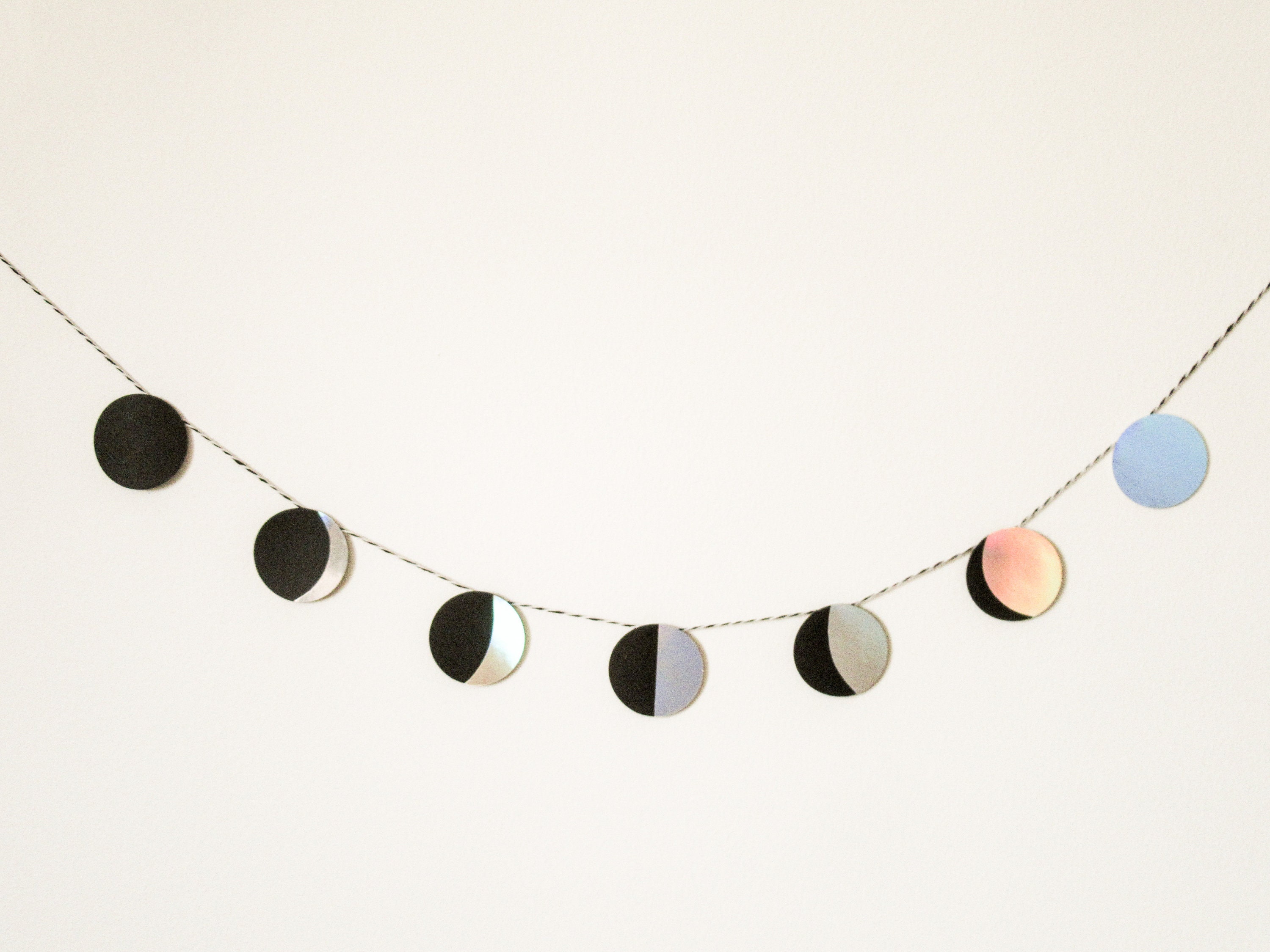 Handmade Moon Phase Paper Garland Silver Holographic and - Etsy