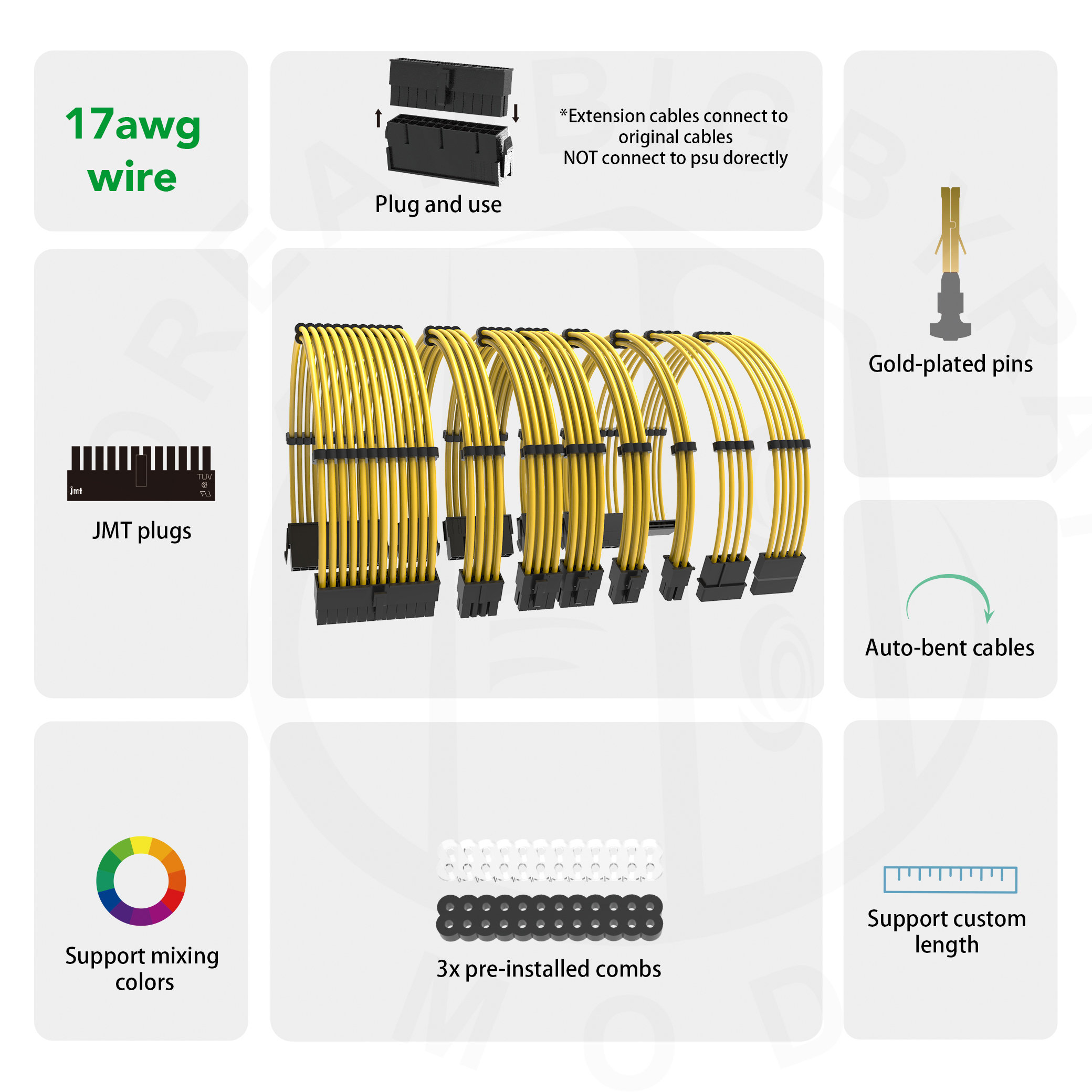Yellow Silicone Pc Psu Extension Kits 30cm Atx Gpu Pcie - Etsy