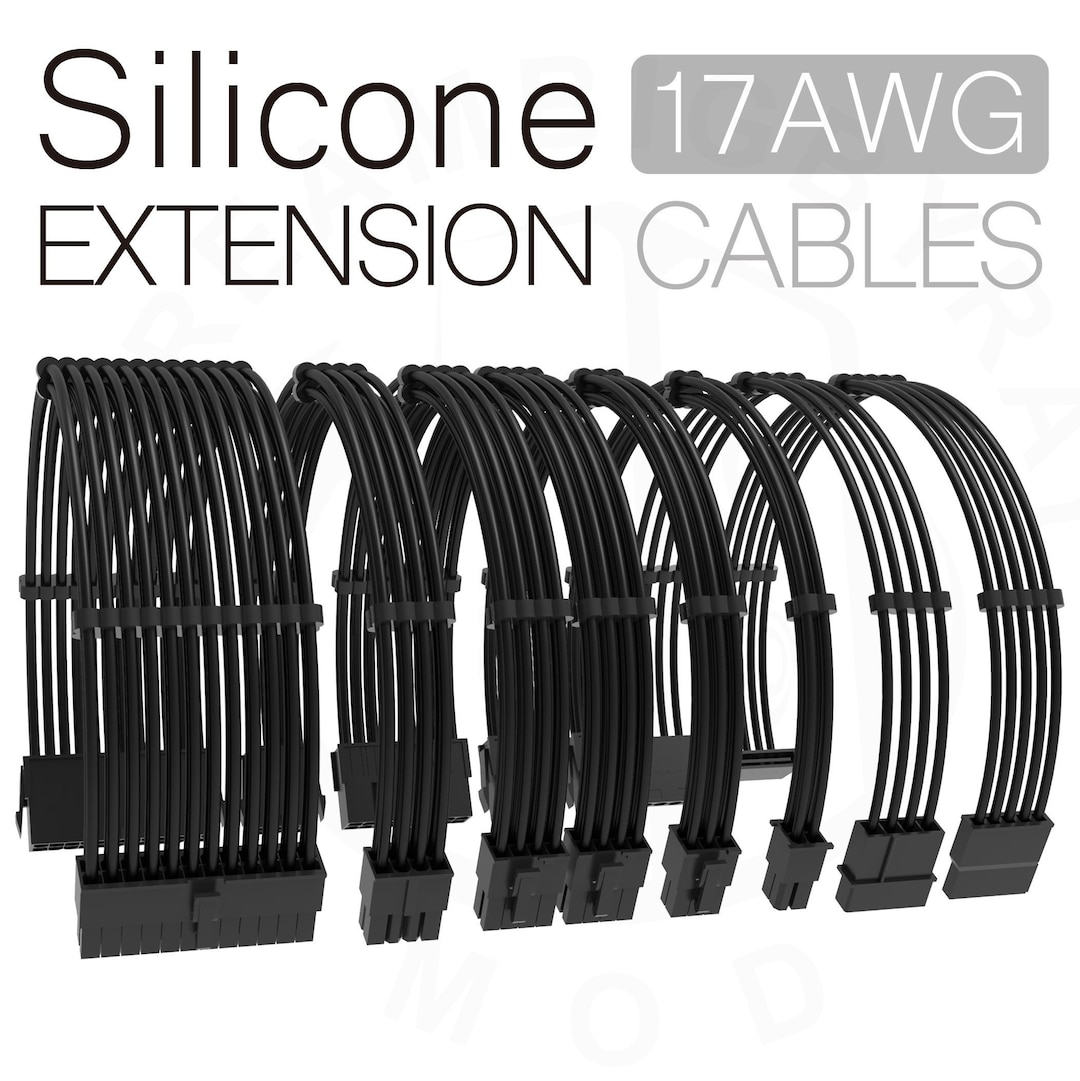 Black Silicone Pc Psu Extension Kits 30cm Atx Gpu Pcie - Etsy