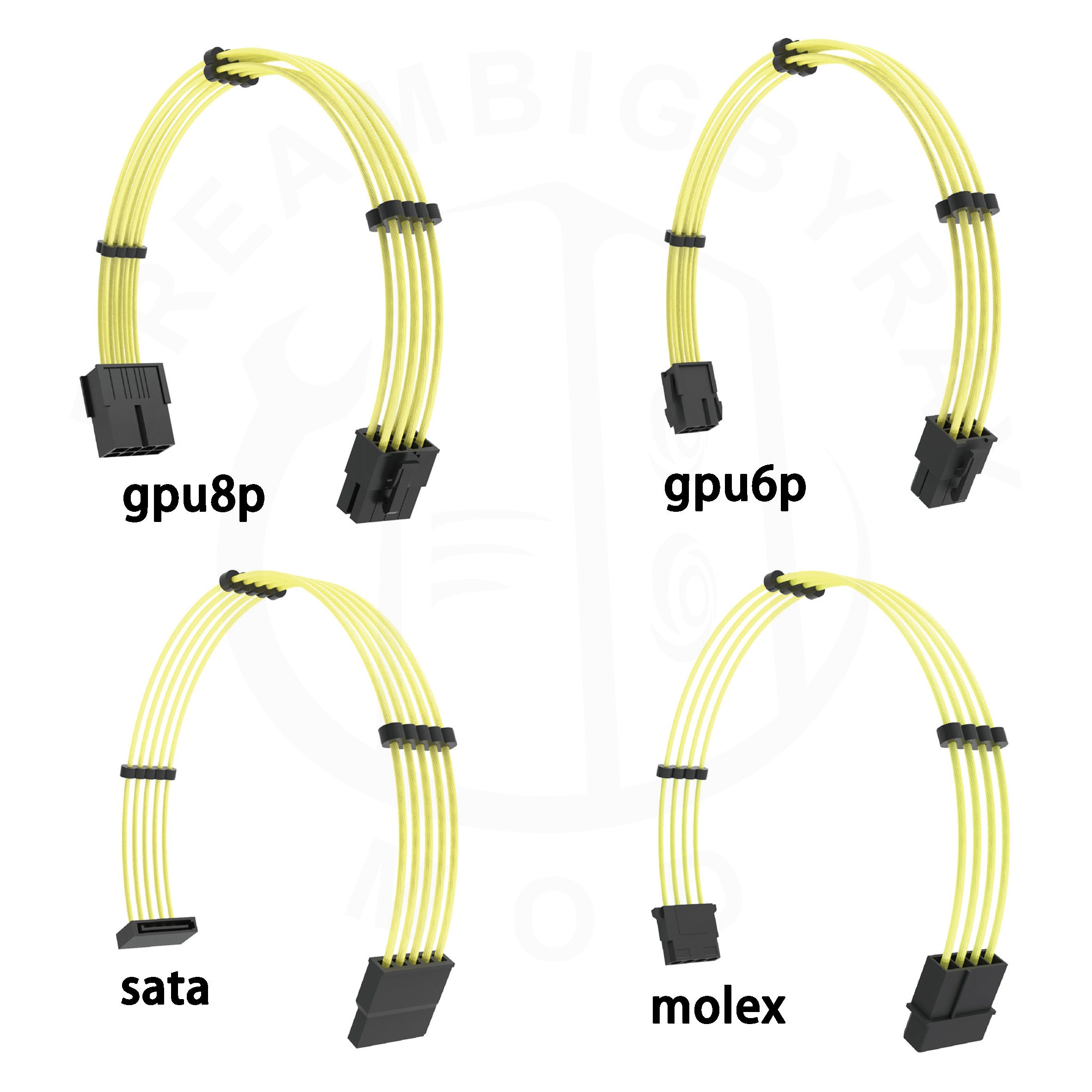 30cm clear yellow unsleeved computer psu extension cables | Etsy