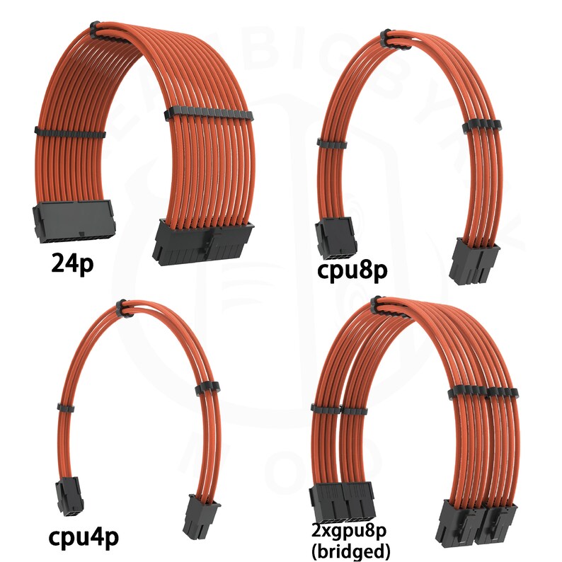 Customized Orange 30cm Sleeved Pc Psu Extension Cable 30cm Gpu Cpu Sata ...