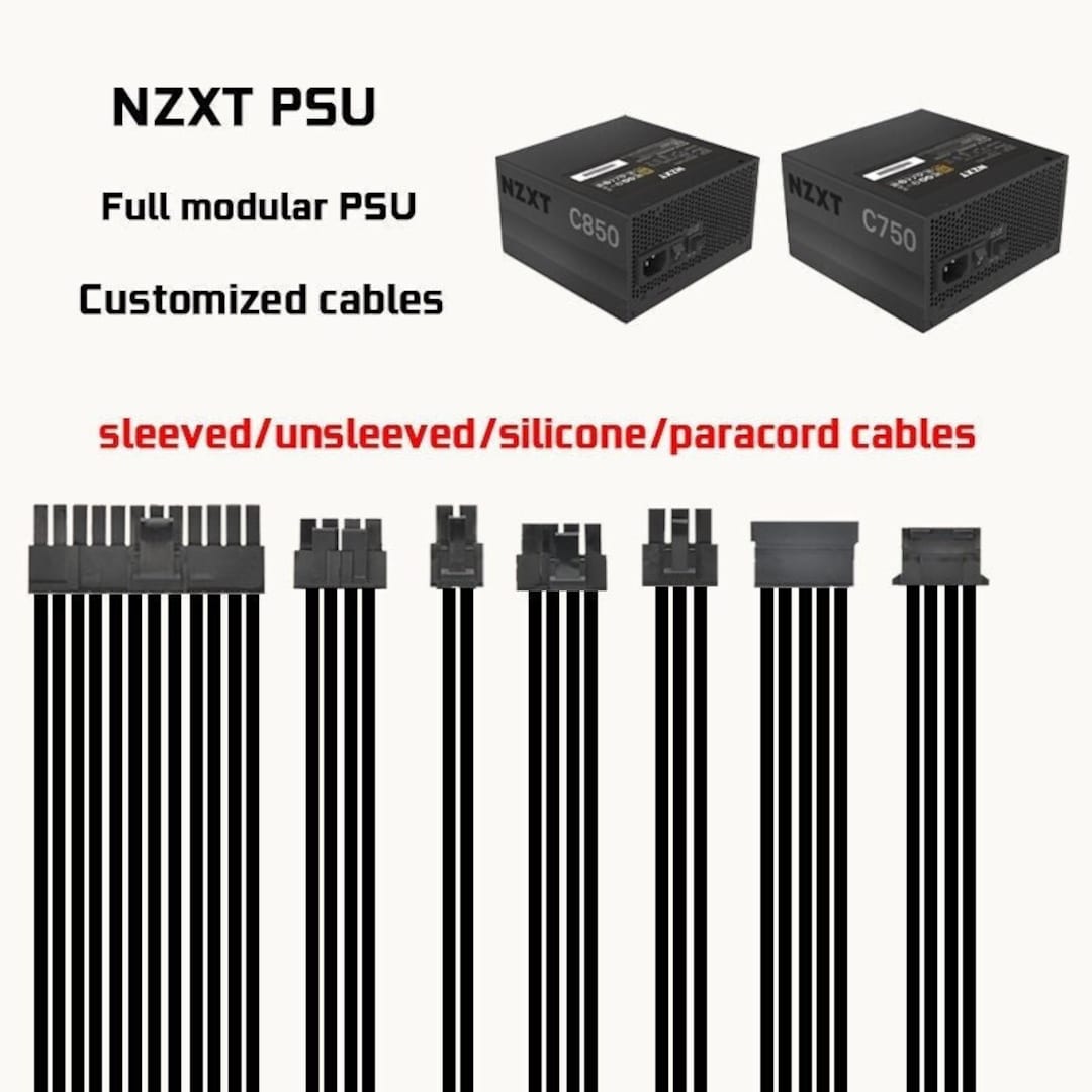Drembigbyray Mod Custom Full Cables for NZXT PSU C650 C750 C850 ...