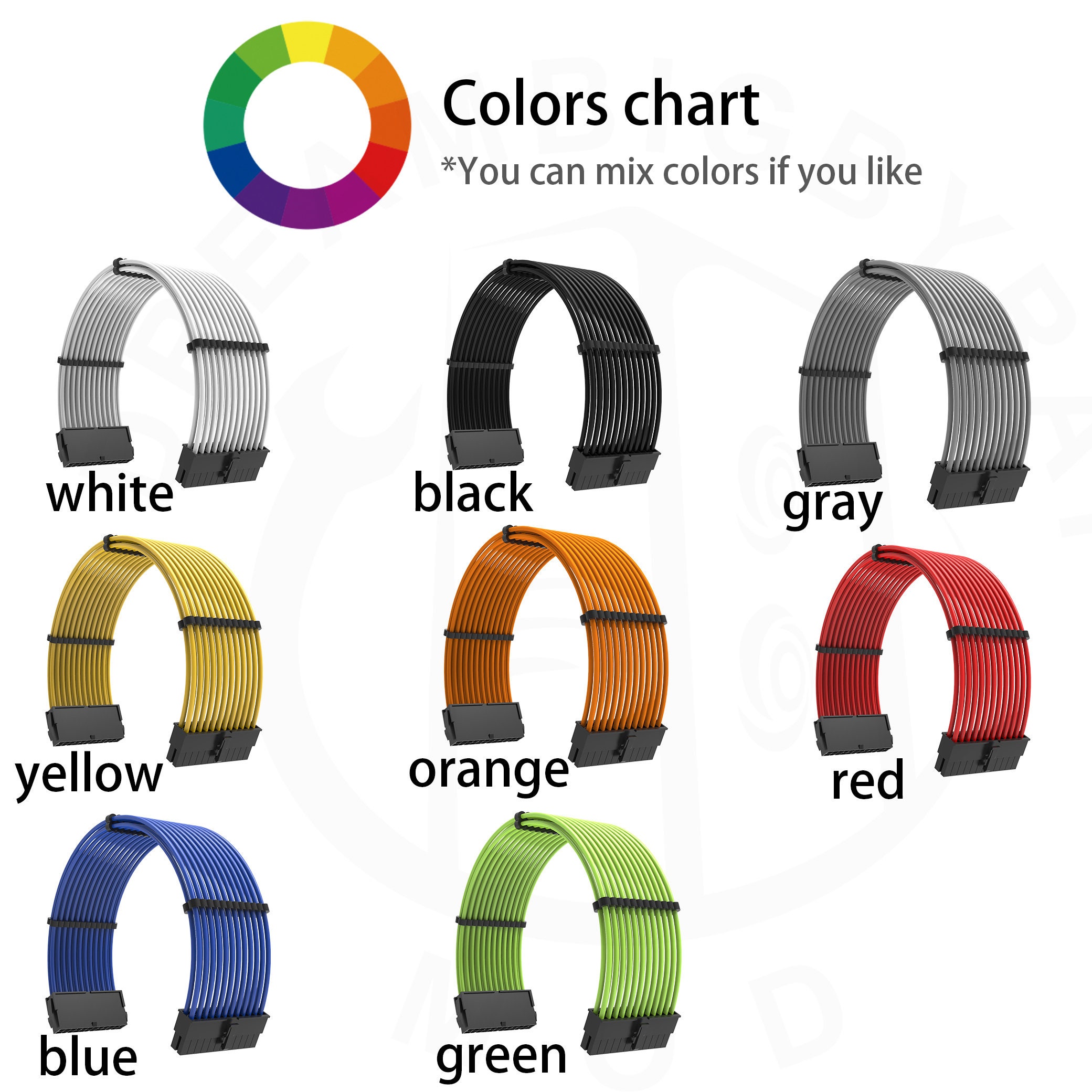 Black Red Silicone Pc Psu Extension Kits 30cm Atx Gpu Pcie | Etsy