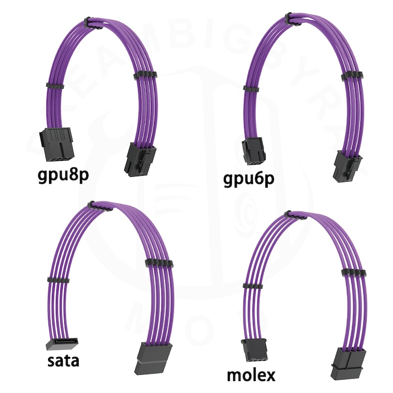 Customized 30cm Purple Sleeved Ps Psu Extension Cable Cpu - Etsy