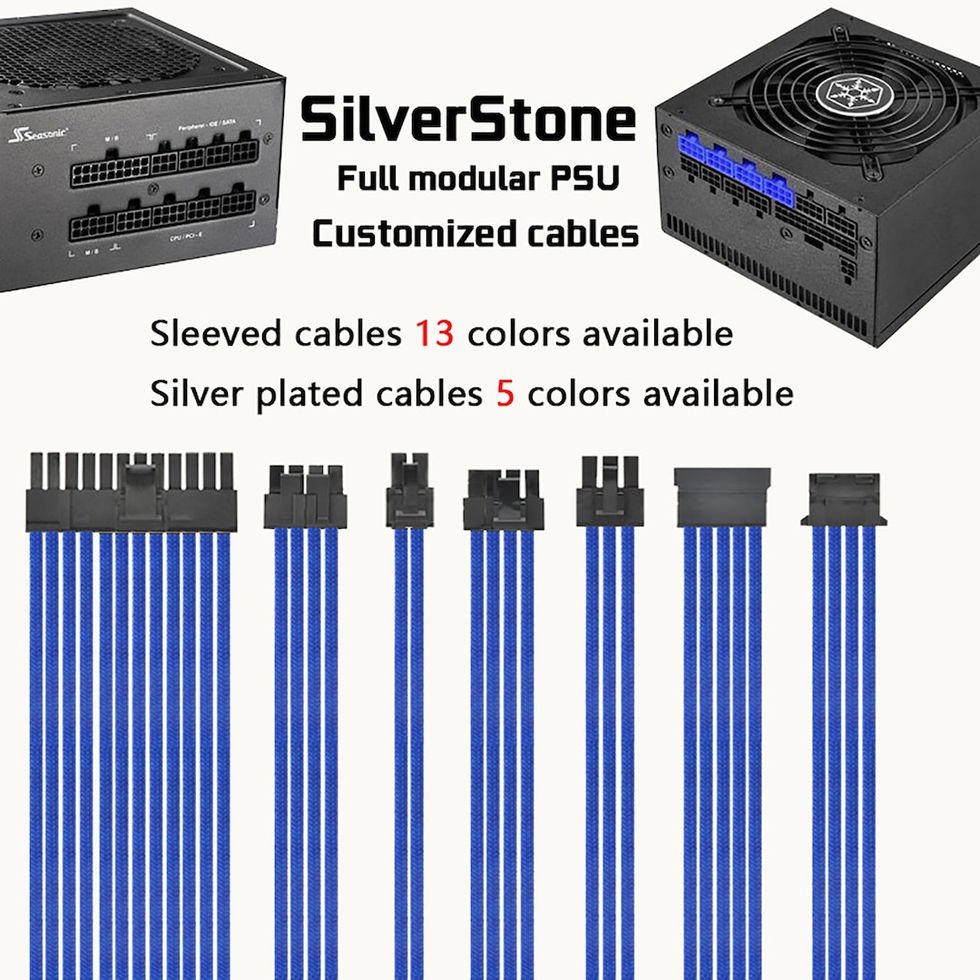 Silverstone Full Modular Psu Cables Customized Sleeved Sliverplated ...