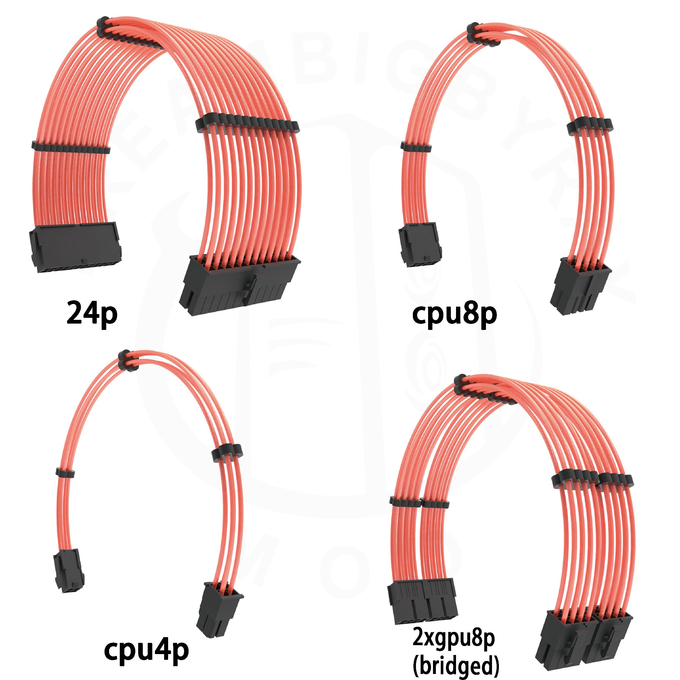 Unsleeved Clear Red Computer Psu Extension Cable Cords Red - Etsy UK