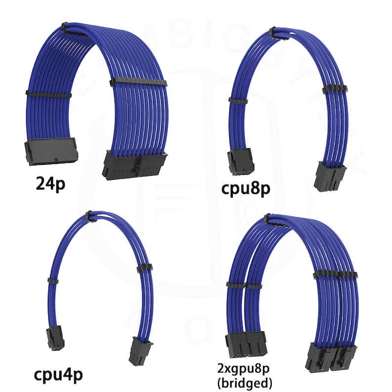 Sleeved Dark Blue Pc Psu Extension Cable 30cm Cpu Gpu Cable - Etsy