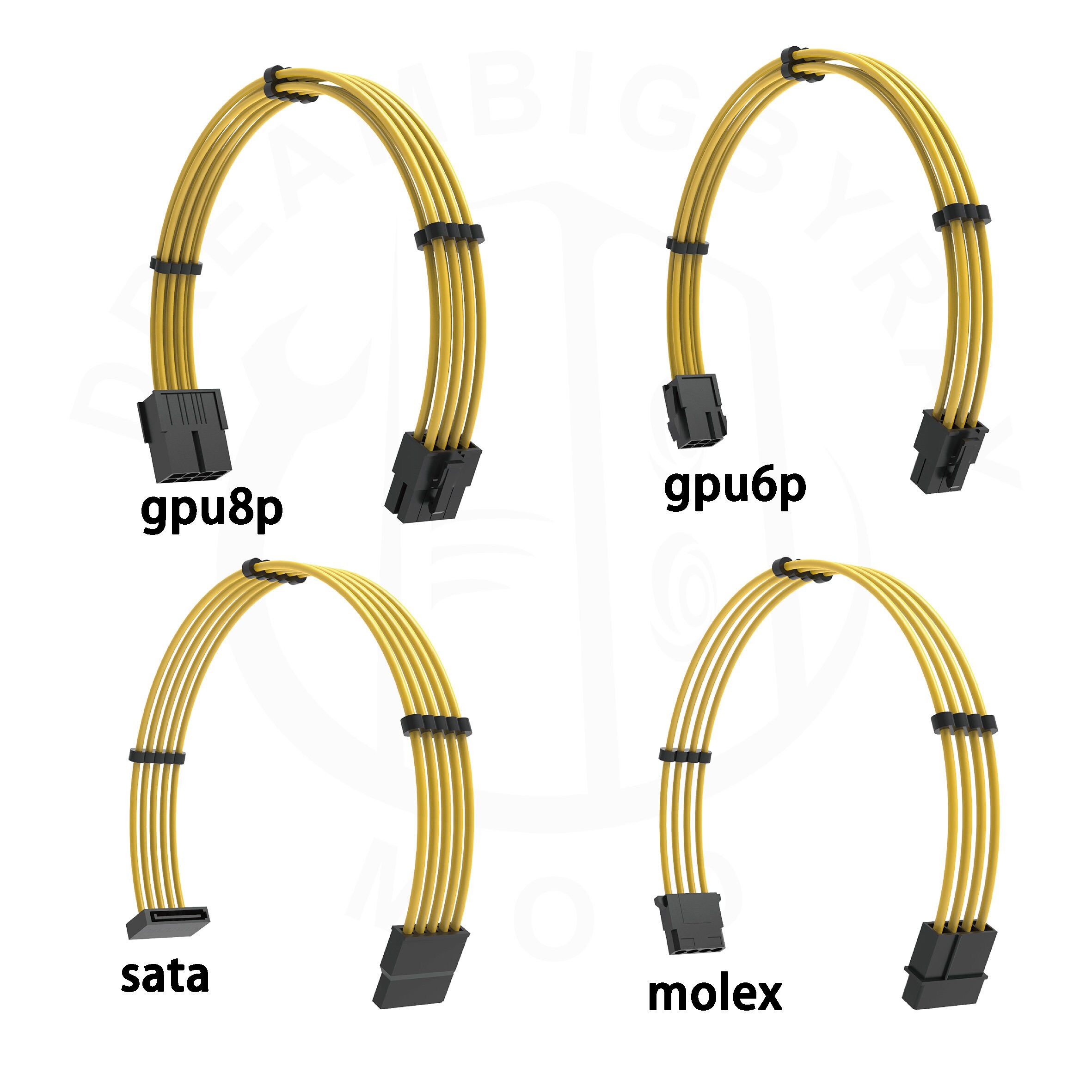 Yellow Silicone Pc Psu Extension Kits 30cm Atx Gpu Pcie - Etsy