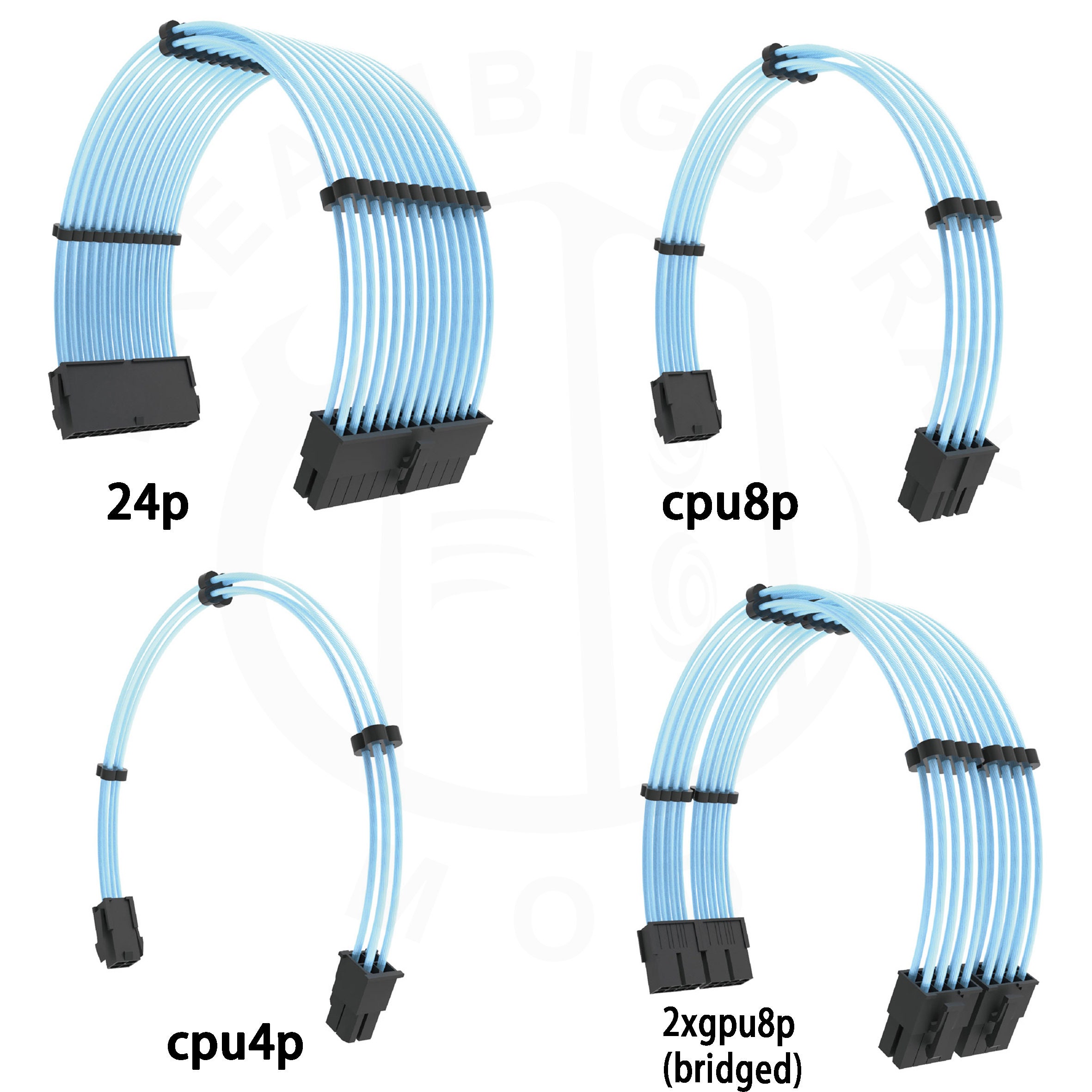Clear Blue Unsleeved Pc Psu Extension Cable Cords Motherboard Cpu Gpu ...