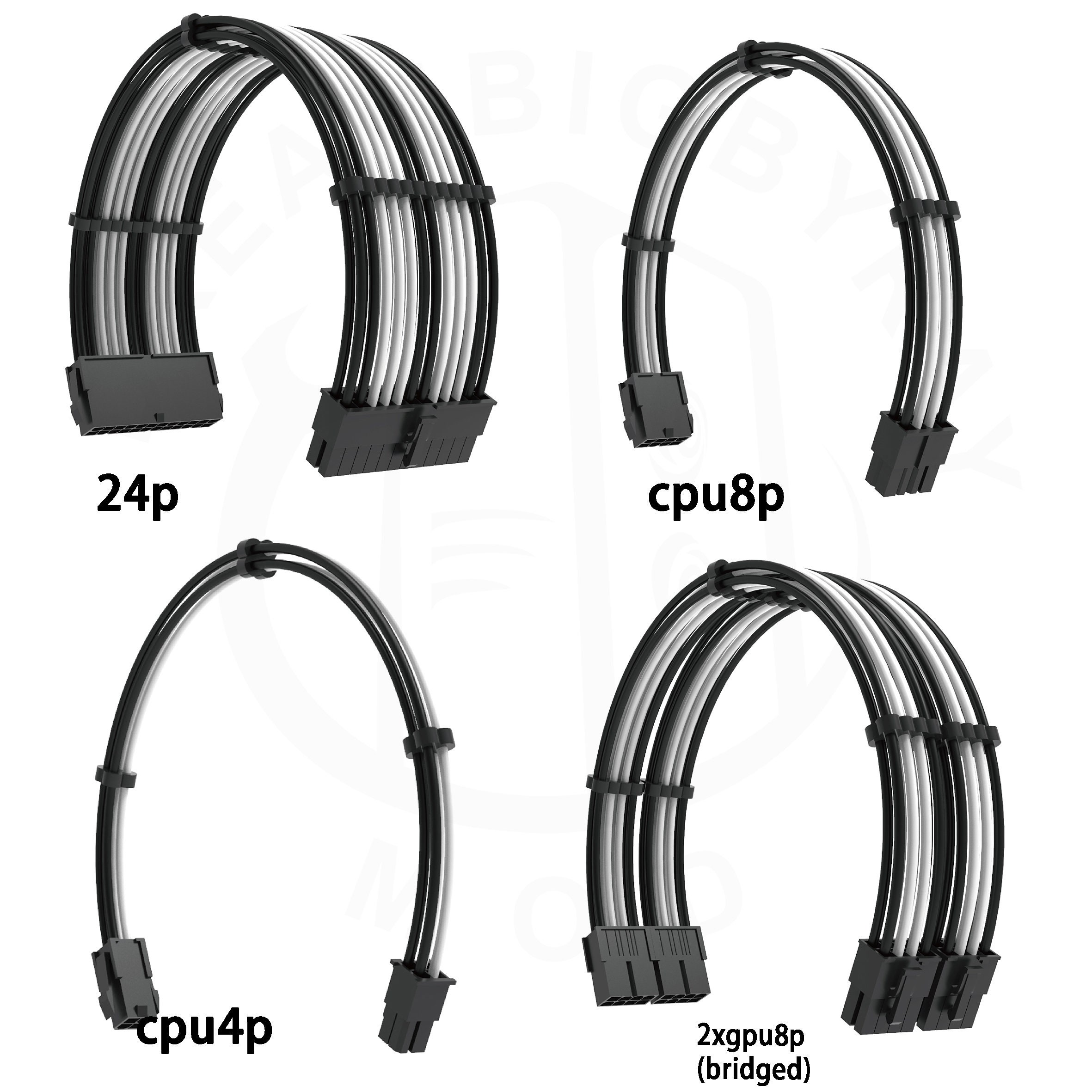 Black White Silicone Pc Psu Extension Kits 30cm Atx Gpu Pcie - Etsy