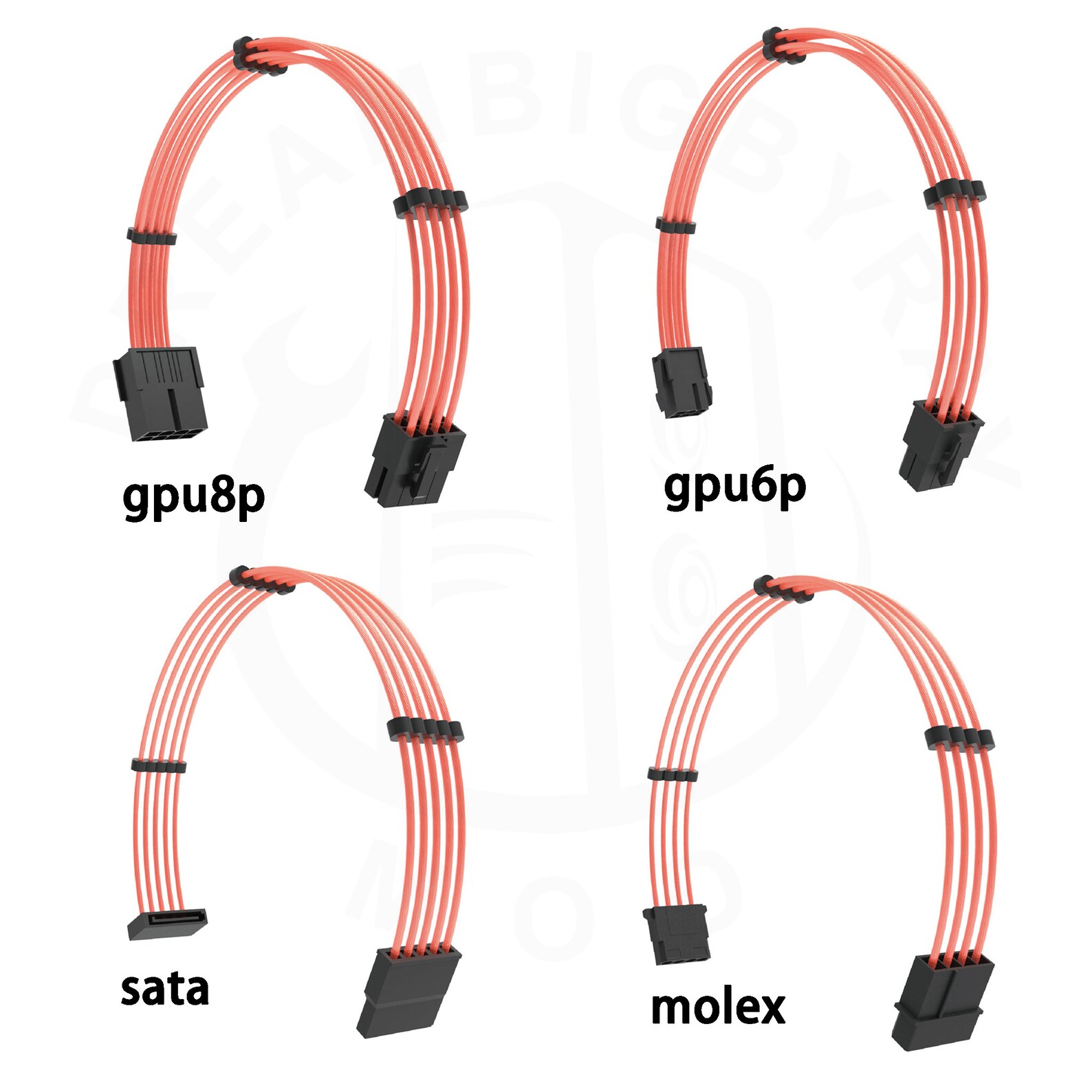 Unsleeved Clear Red Computer Psu Extension Cable Cords Red - Etsy UK